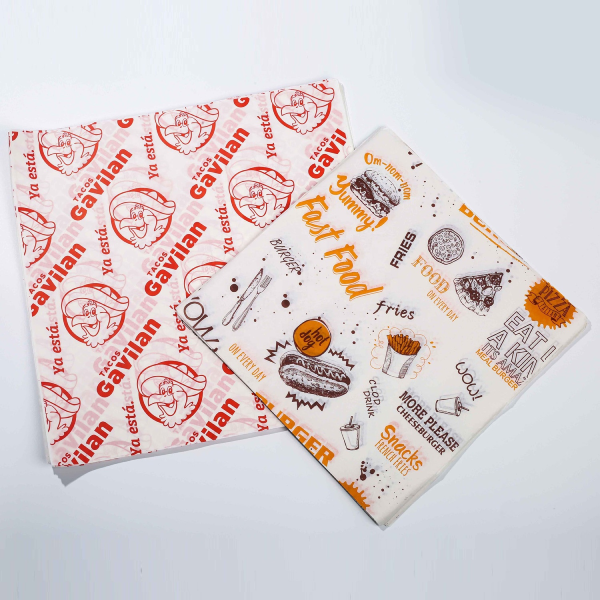 Custom Printed Wax Paper Packaging Sheets for Food Wrapping